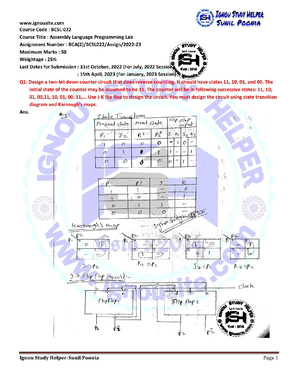 BCSL 063 previous year question papers - Bachelor of computer application - IGNOU - Studocu