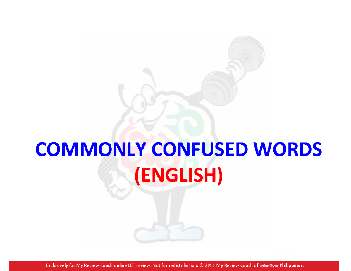 Mind Gym English Commonly Confused Words Lecture Notes - COMMONLY ...