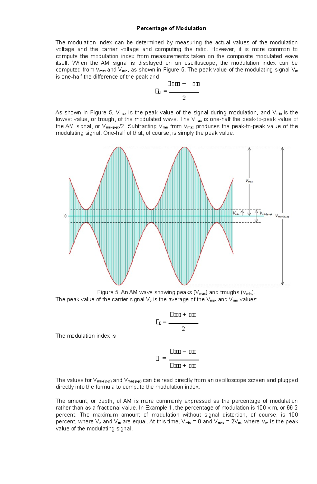 Percentage of Modulation - However, it is more common to compute the ...
