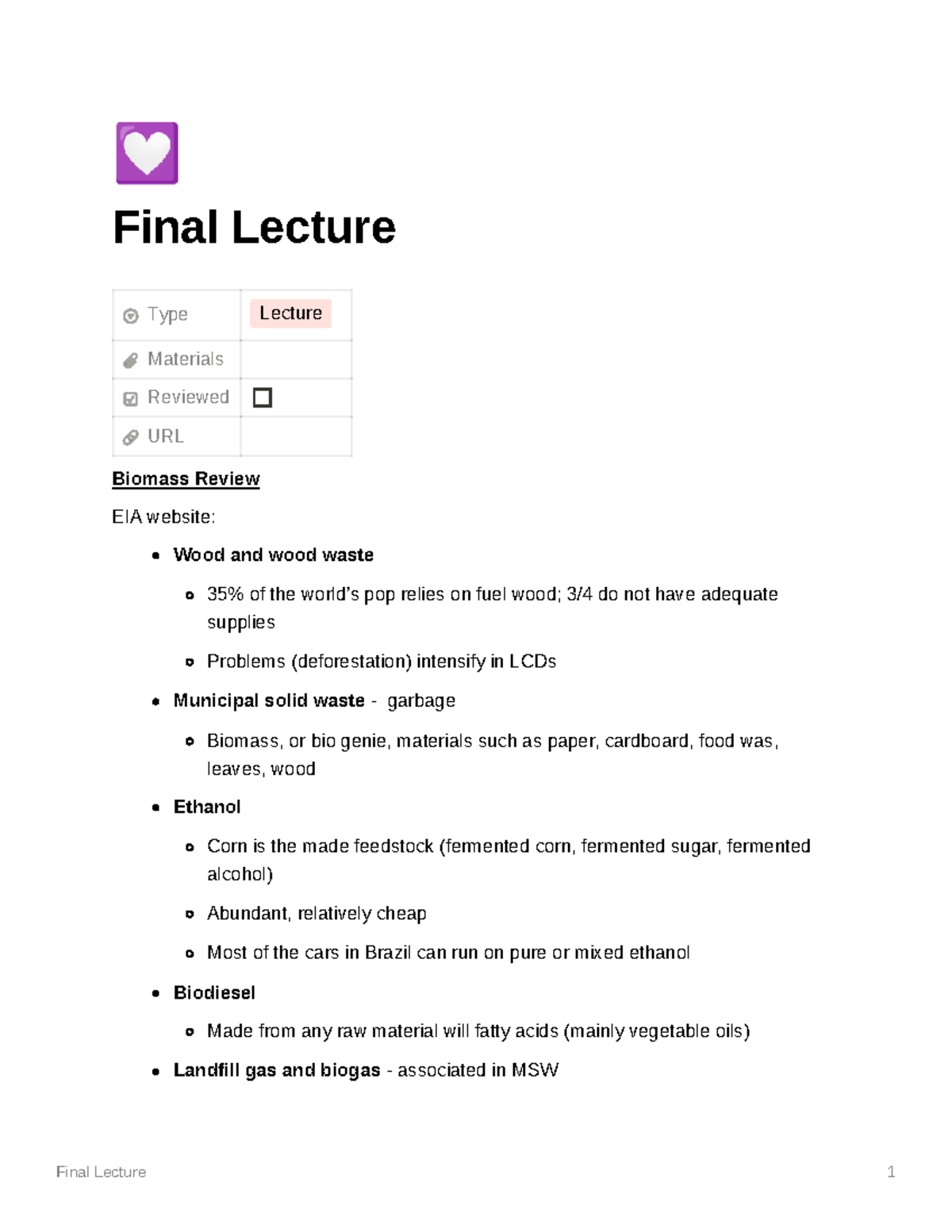 Final Lecture - Final Lecture Type Lecture Materials Reviewed URL ...