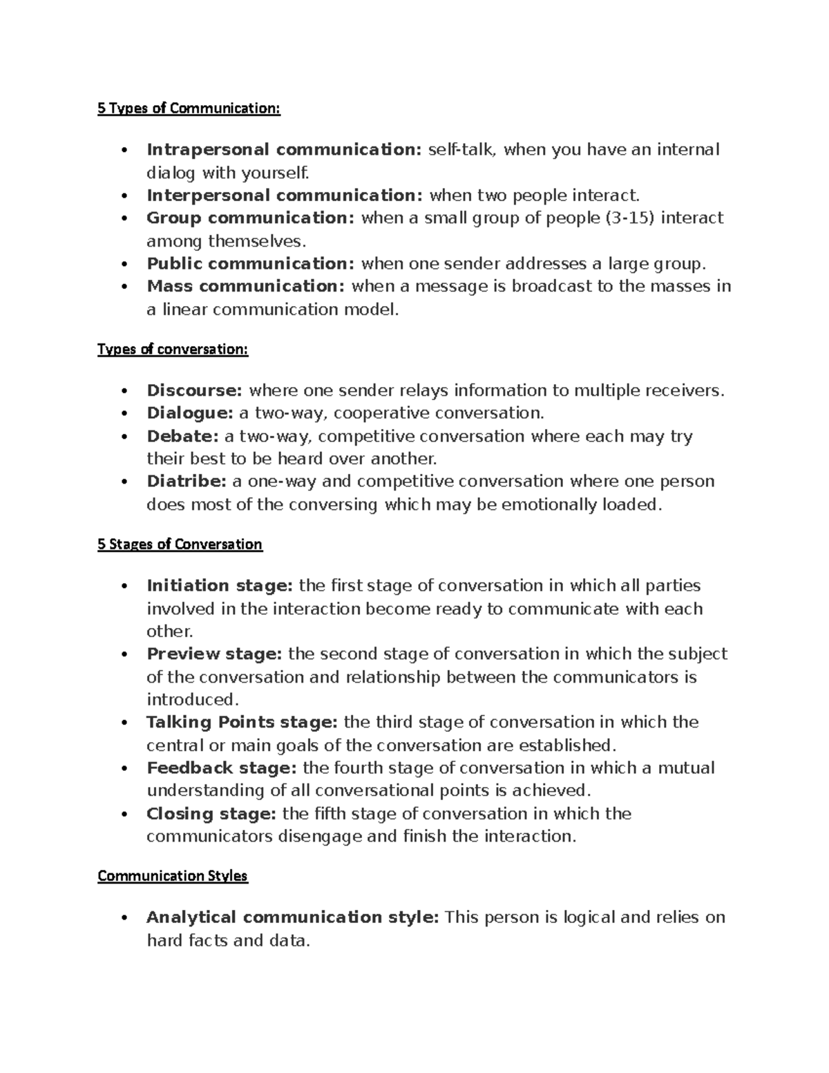 Communication Styles - 5 Types of Communication: Intrapersonal ...