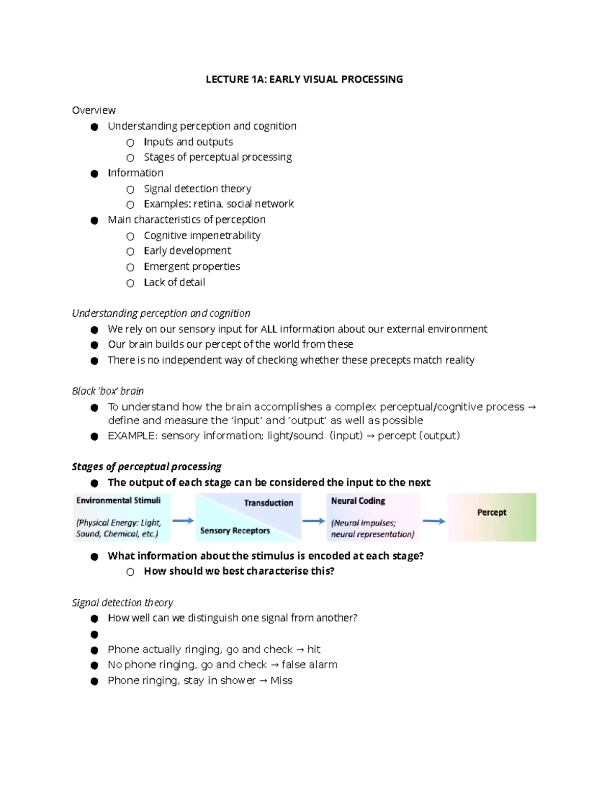 Lecture 1A Early Visual Processing - LECTURE 1A: EARLY VISUAL ...
