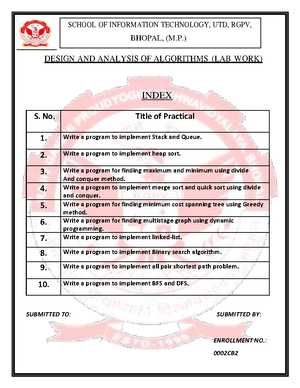 Cs 402 analysis design of algorithm jun 2022 - Analysis And Design Of Algorithm - Studocu