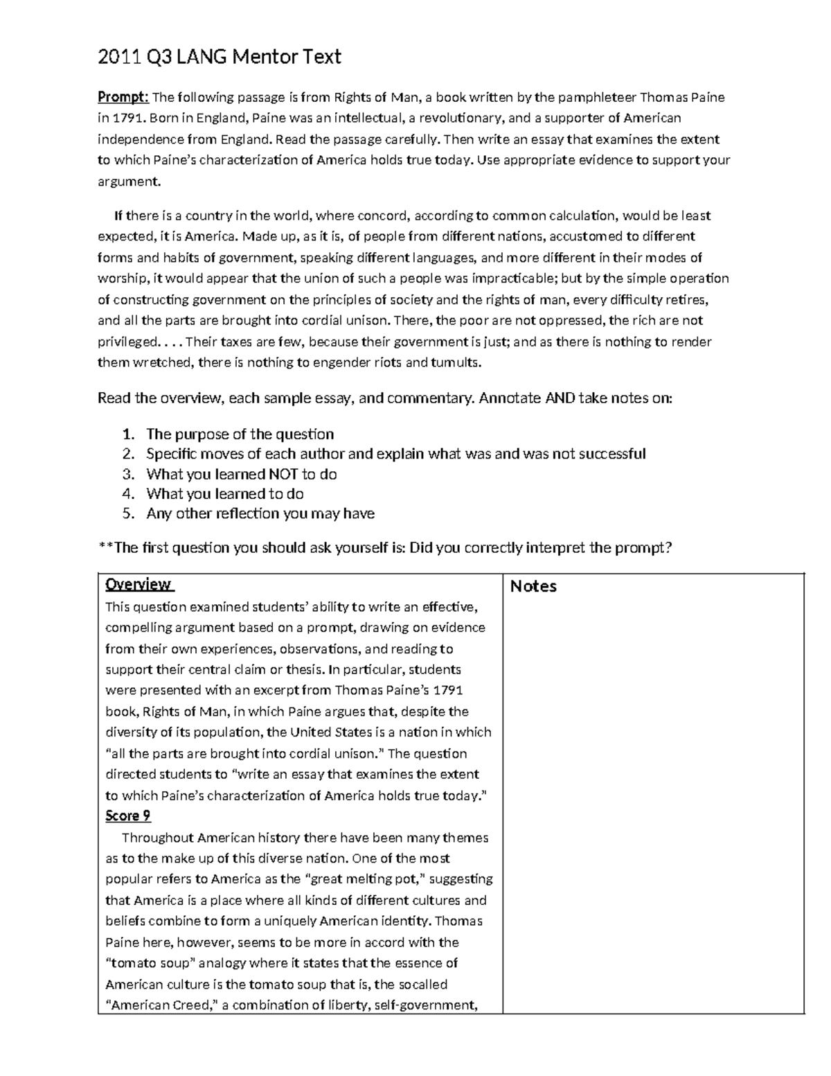 Jameson 2011 Q3 LANG Mentor Text - 2011 Q3 LANG Mentor Text Prompt: The ...