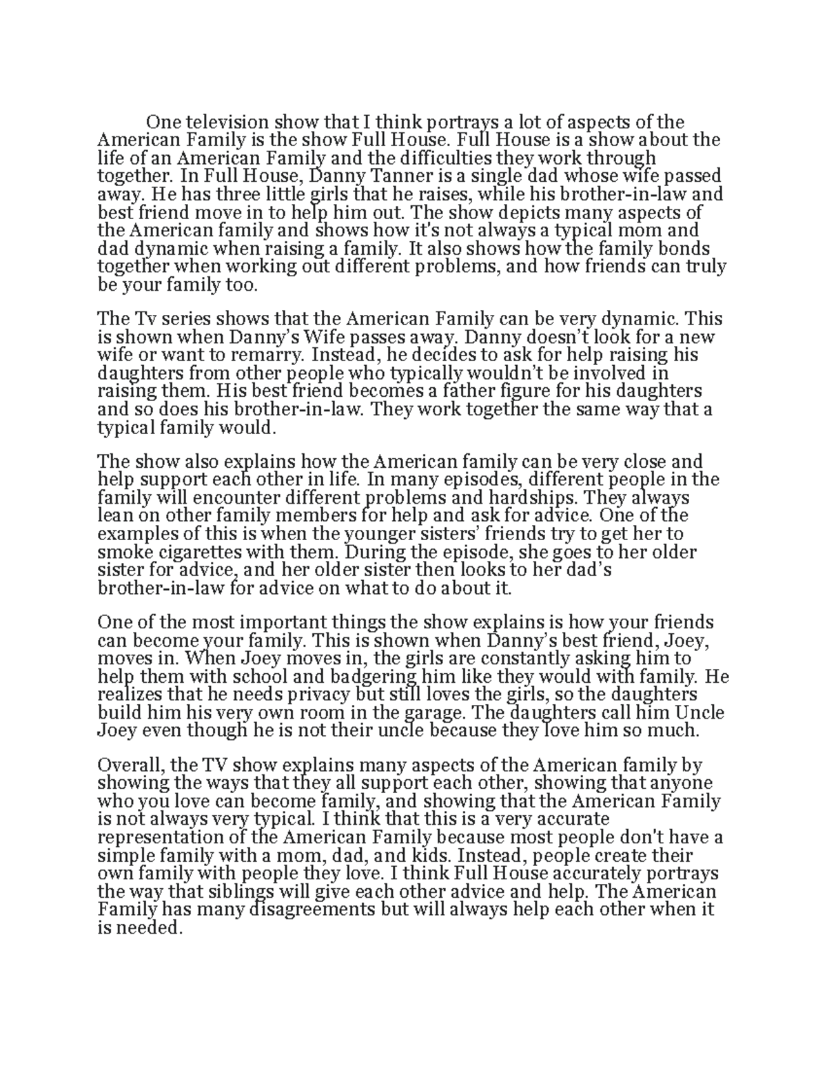 Essay american family - One television show that I think portrays a lot ...