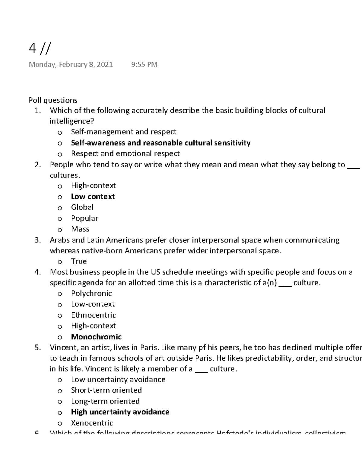 GMS200 Quiz 4 - Poll questions Which of the following accurately ...