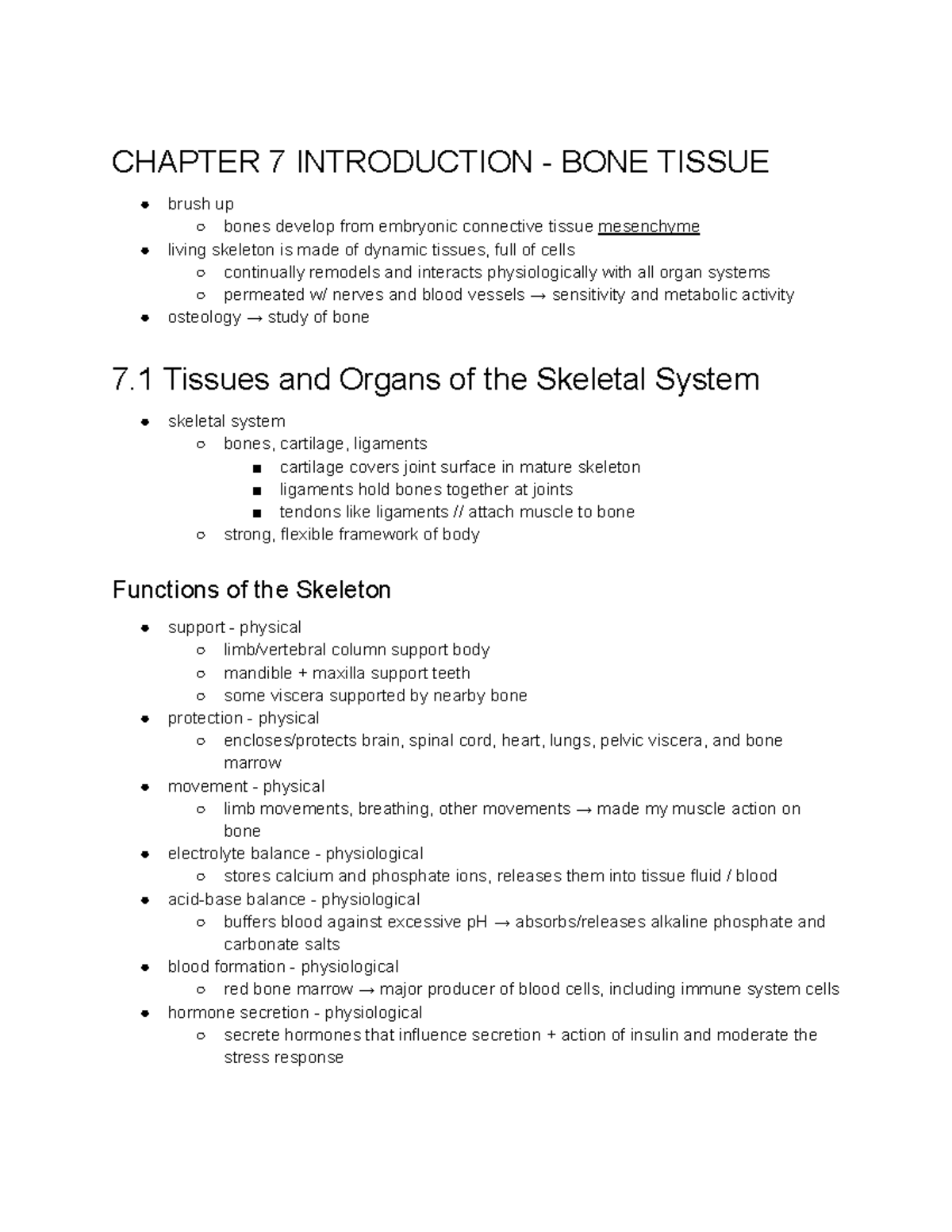 KAAP309 Unit 2 - Bone Tissue and Joints - CHAPTER 7 INTRODUCTION - BONE ...