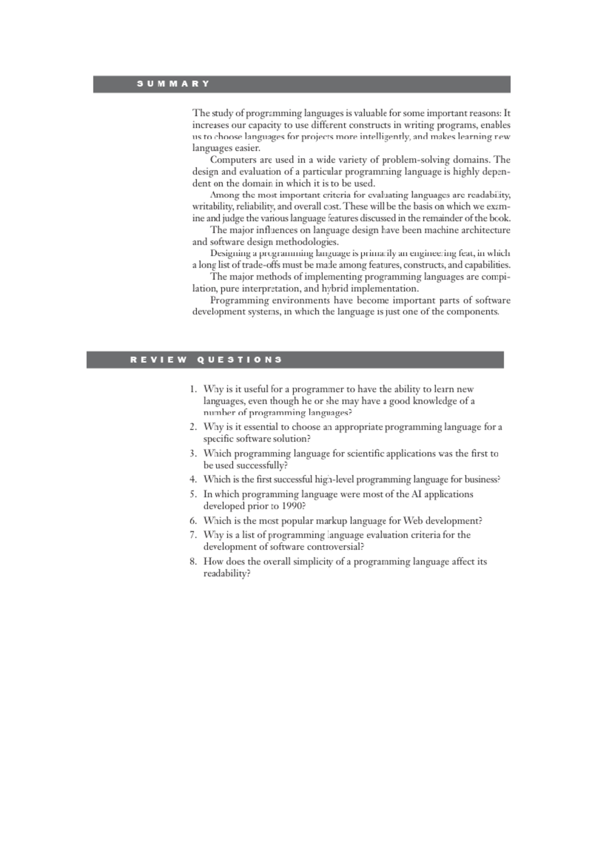 Chapter 2 Review questions of Concepts of programming languages - COS333 - Studocu