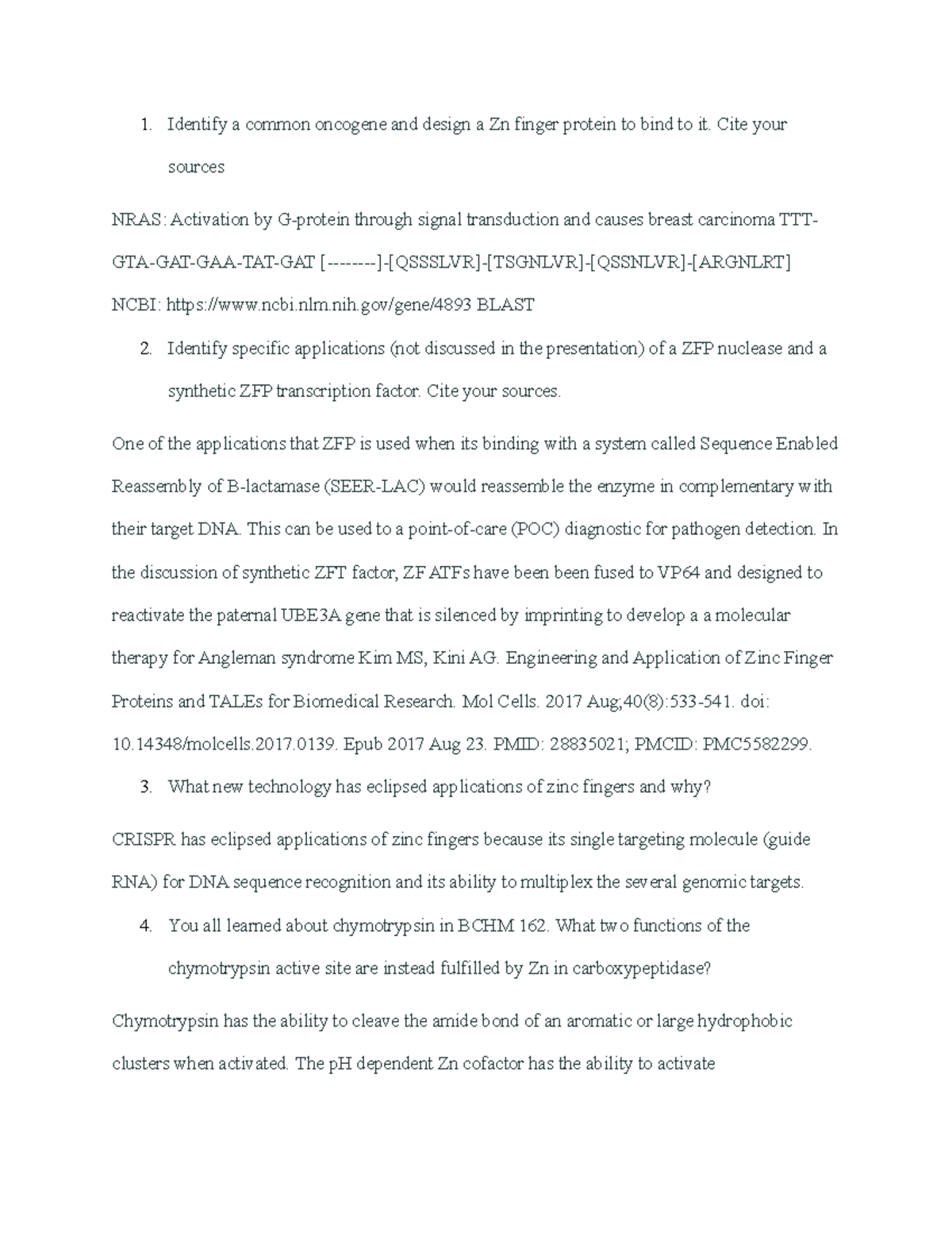 Zn finger analysis on oncogene - Identify a common oncogene and design ...