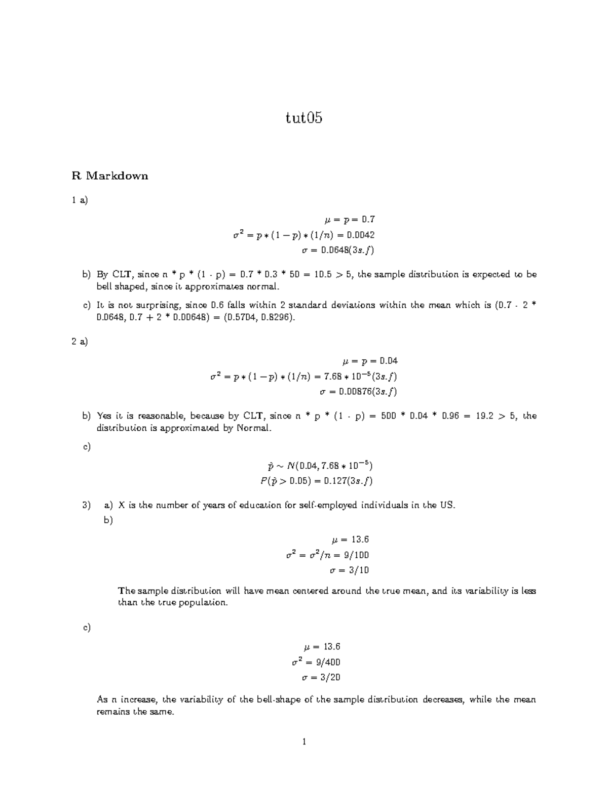 Tut05 - Coursework - ST1131 - NUS - Studocu