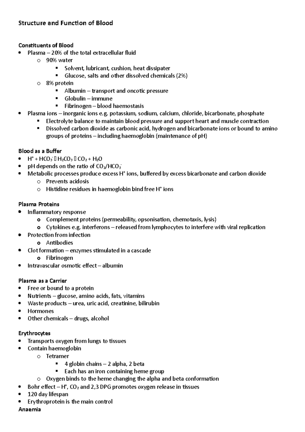 Structure and function of blood - Structure and Function of Blood ...