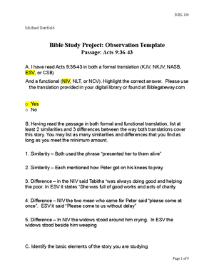 [Solved] BIBLE STUDY PROJECT CORRELATION TEMPLATE Passage Acts 93643 A How - Survey of Old and ...