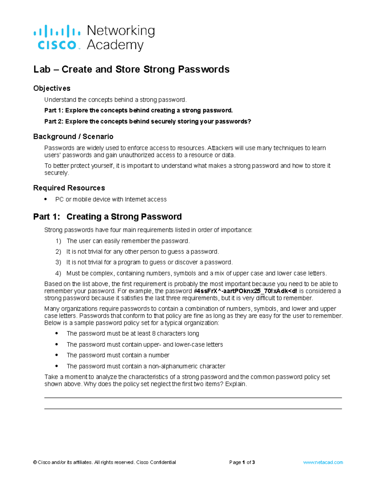 3.1 - lecture - Lab – Create and Store Strong Passwords Objectives ...
