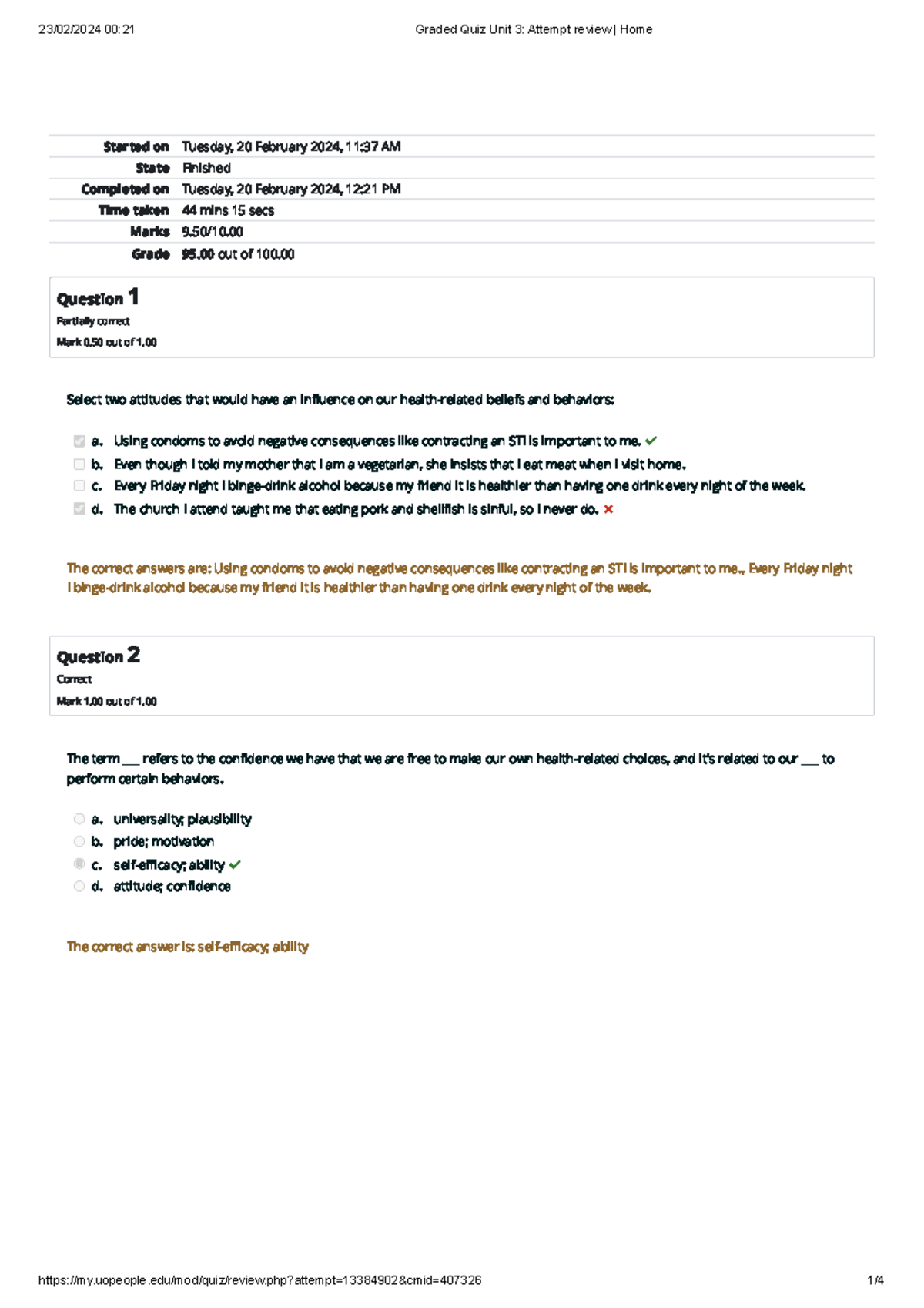 Psyc Graded Quiz Unit 3 Attempt review Home - Started on Tuesday, 20 ...