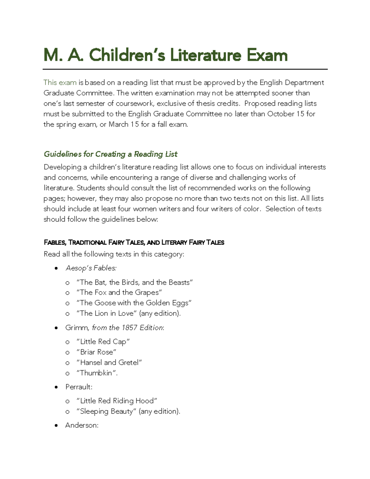 Childrens lit exam - Reading Practice Book - M. A. Children’s ...