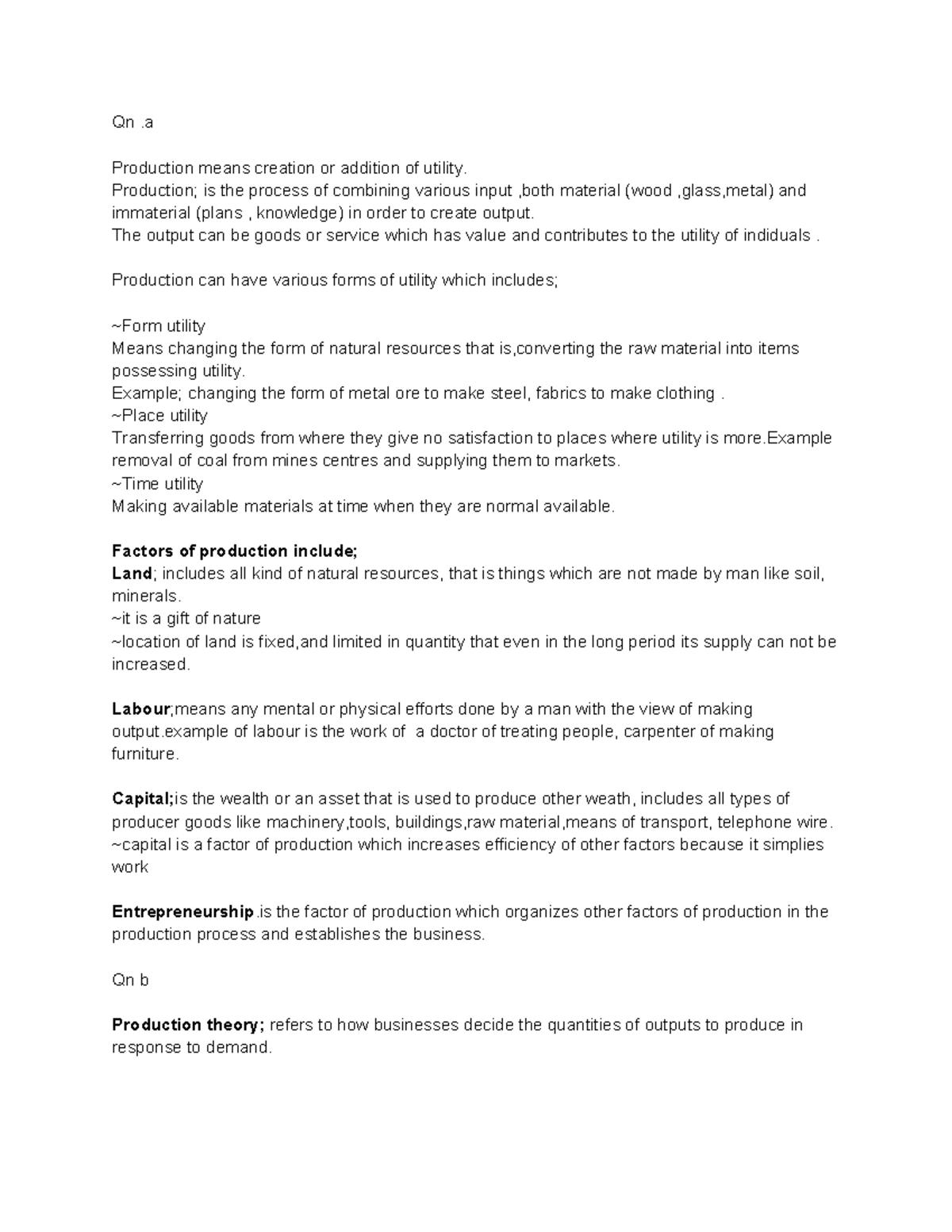 Untitled document - Qn .a Production means creation or addition of ...