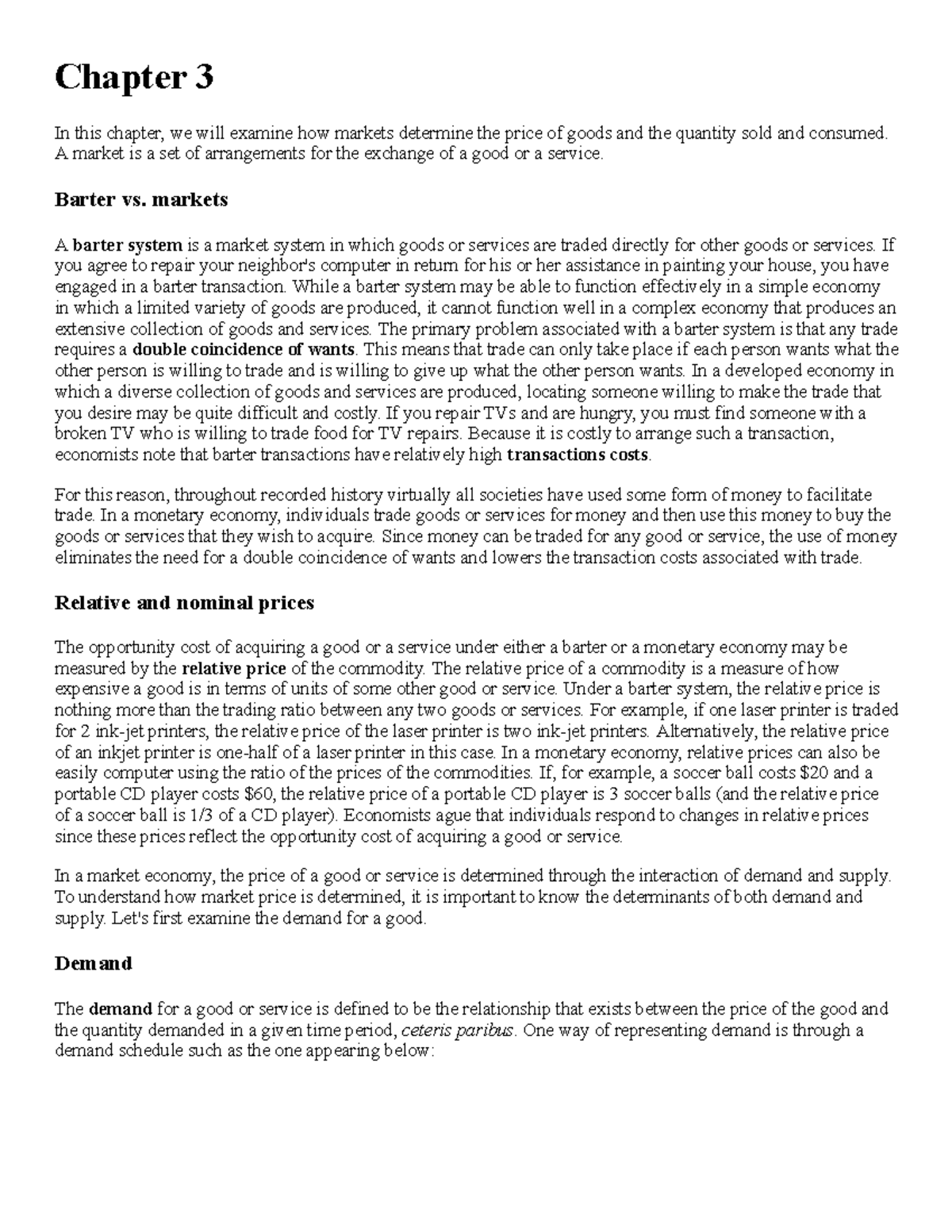 Microeconomics - Chapter 3 - Chapter 3 In this chapter, we will examine ...