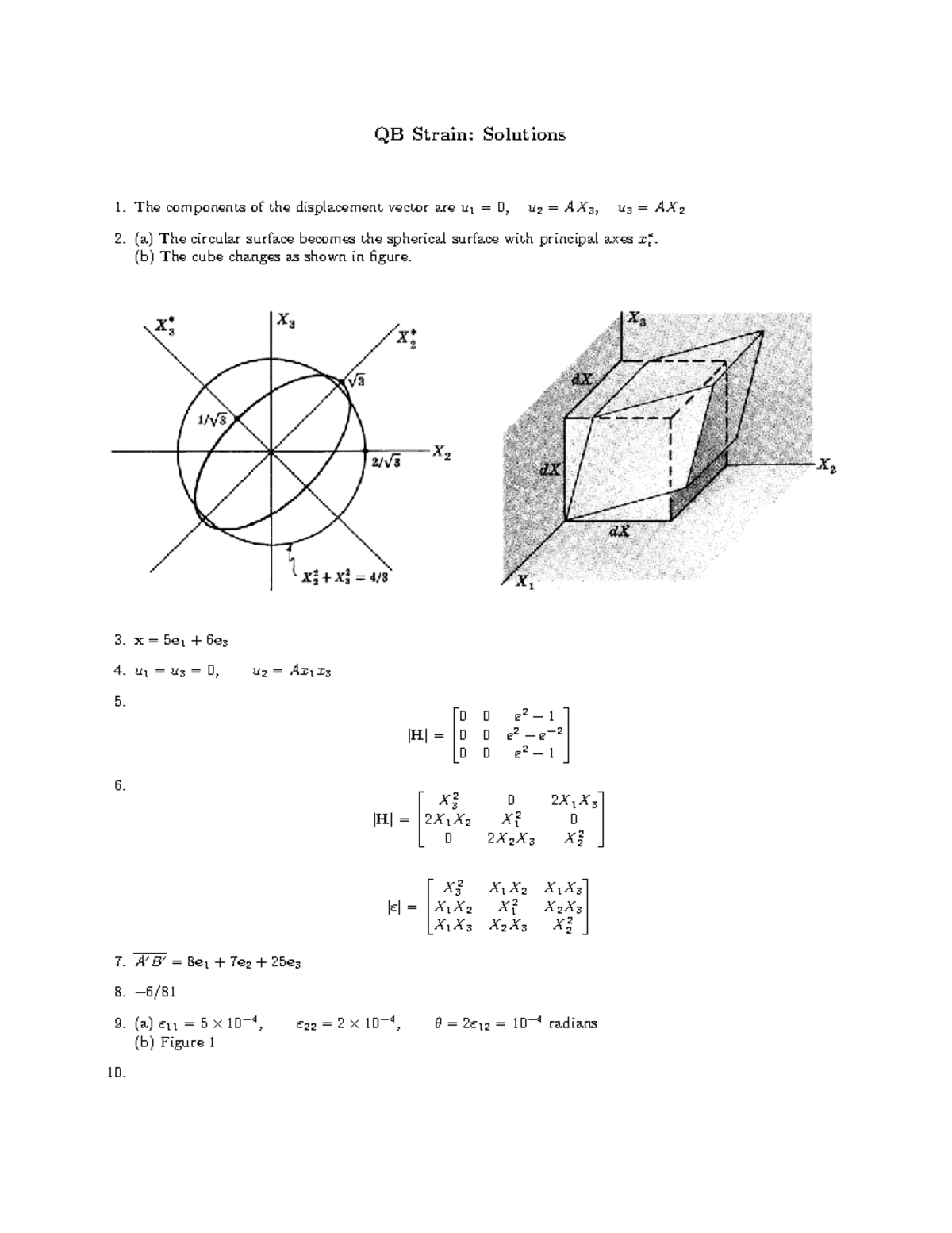 QB Strain Solution to Question Bank - QB Strain: Solutions 1. The components of the displacement ...