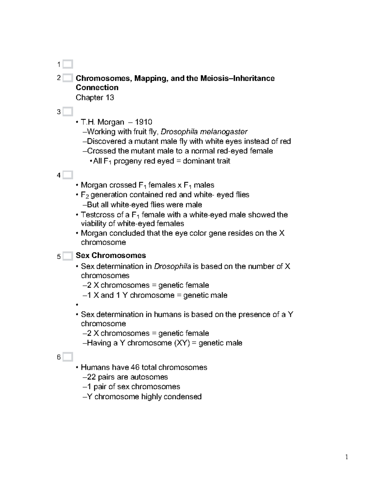 Chapt 13 lecture-1 - Compatibility Mode - Chromosomes, Mapping, and the ...