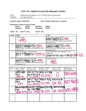 Problem set 6 - Worksheet for applied livestock breeding and genetics ...