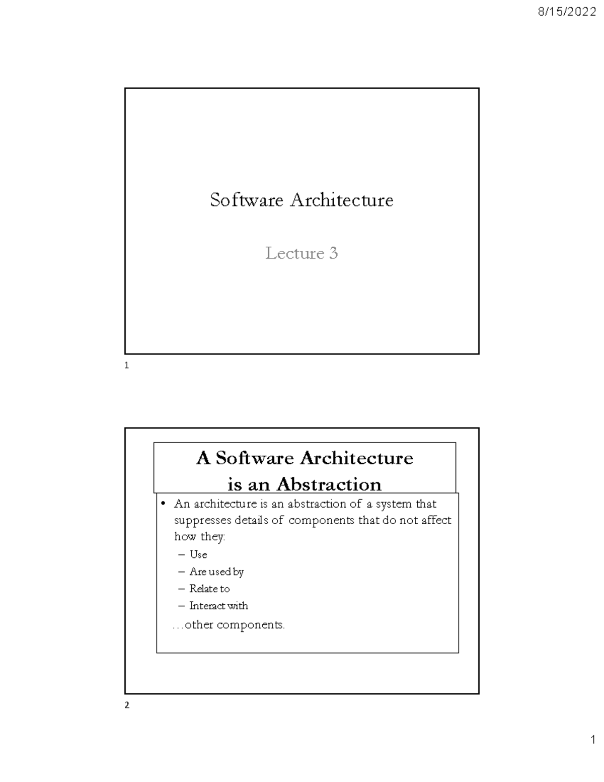 Chapter 3.1 SOFT ARCH - nooooooooo - Software Architecture Lecture 3 A ...