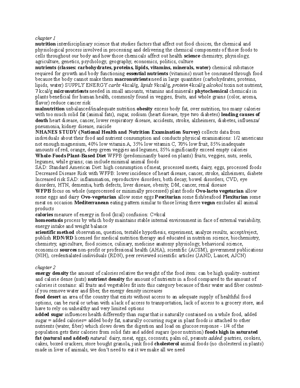 Nutrition Unit 1 Notes - chapter 1 nutrition interdisciplinary science ...