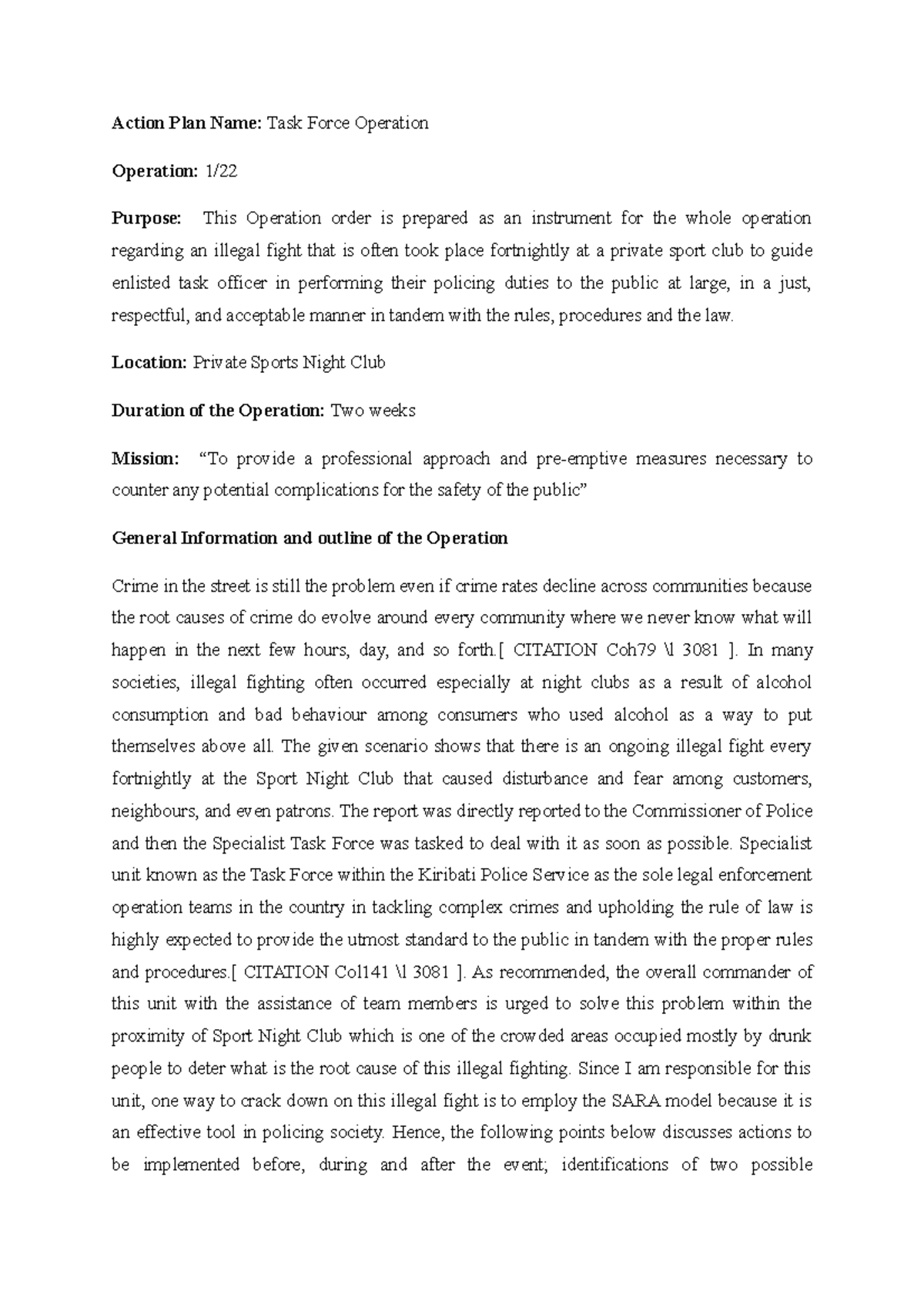 Upload Assignment 2 Here Action plan - Action Plan Name: Task Force ...