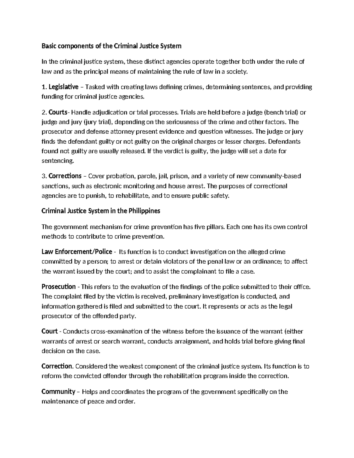 CA 2 and CA 3 - Criminological research - Basic components of the ...