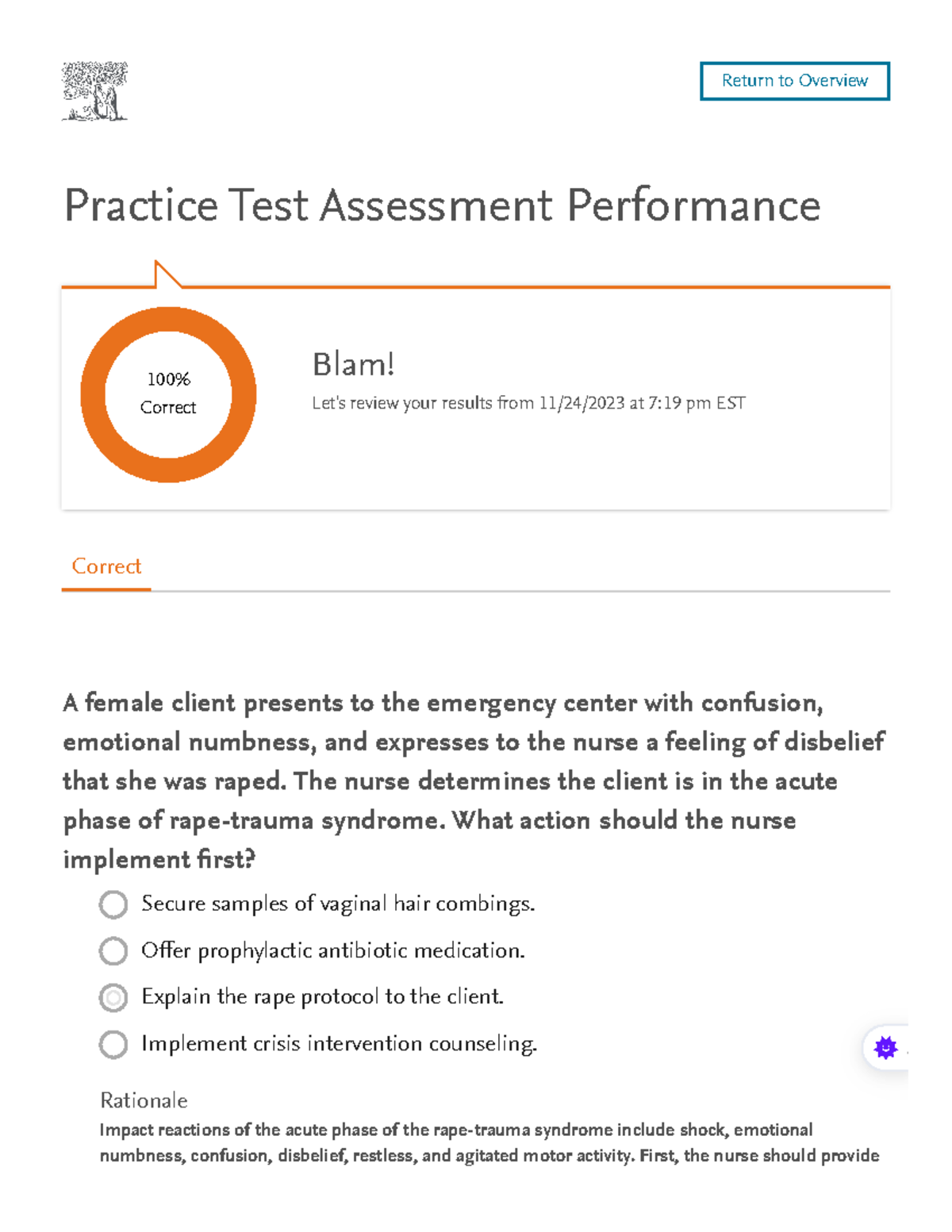HESI QUIZ - not sure - Practice Test Assessment Performance A female ...