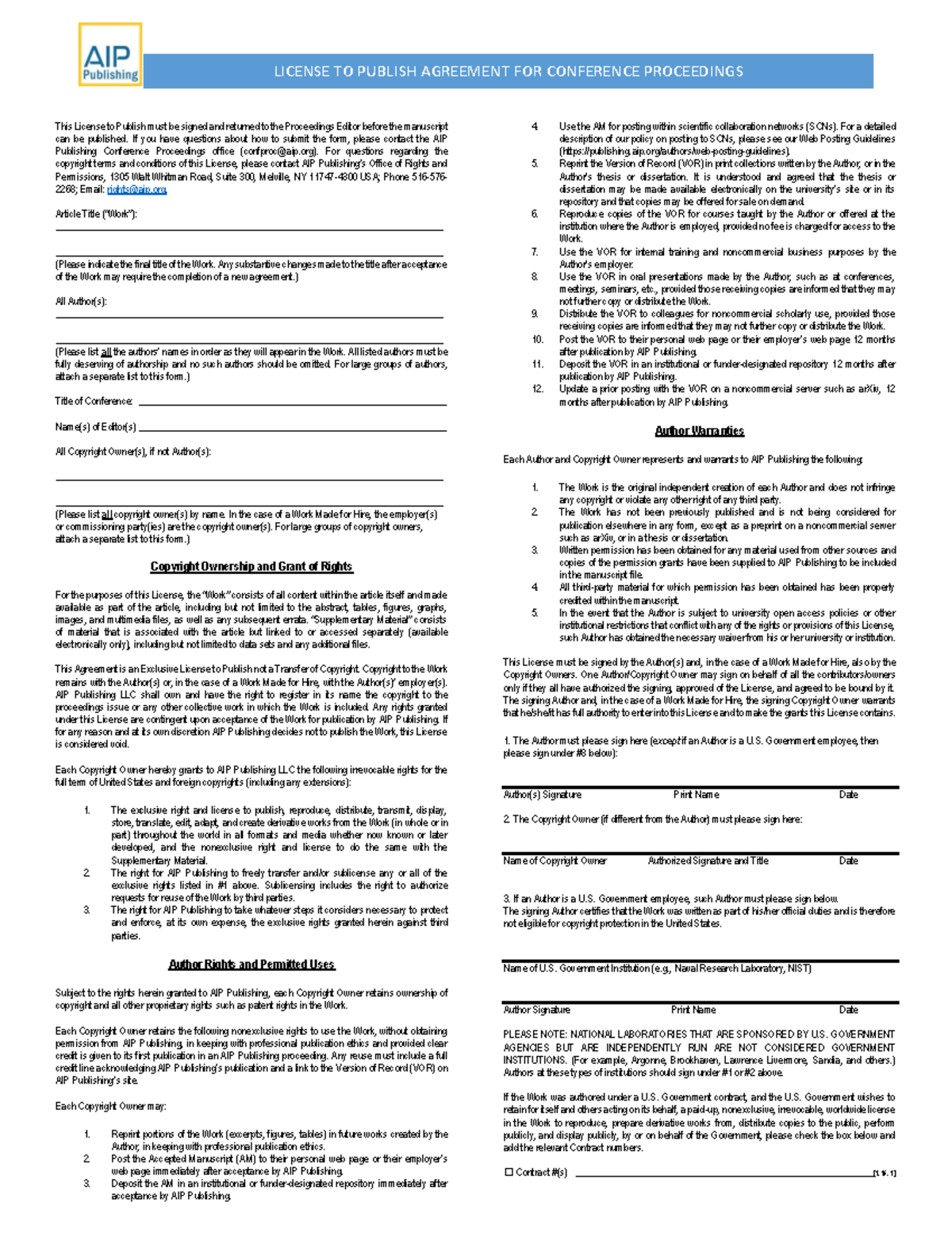 AIP Conference Proceedings License Agreement[ 4241] - LICENSE TO ...