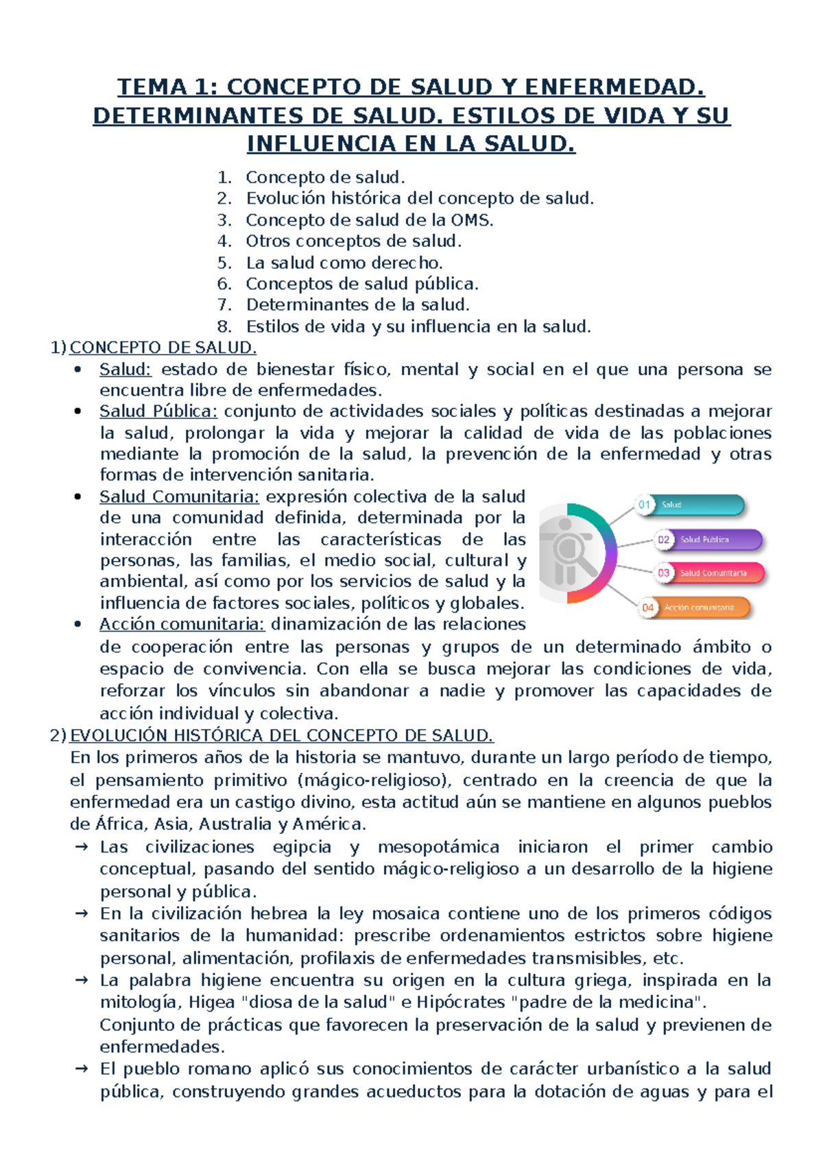 TEMA 1 Desarrollo, Comportamiento Y Salud - TEMA 1: CONCEPTO DE SALUD Y ENFERMEDAD ...
