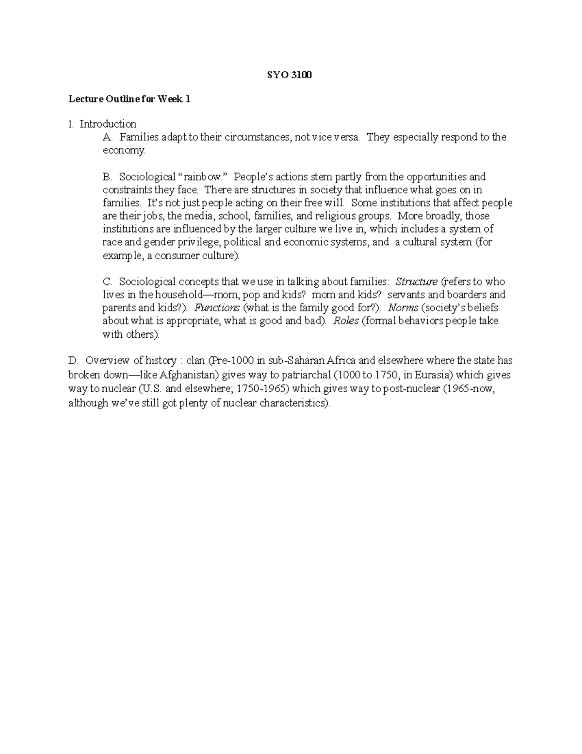 1 Introduction Handout (4)-1 - SYO 3100 Lecture Outline for Week 1 I ...