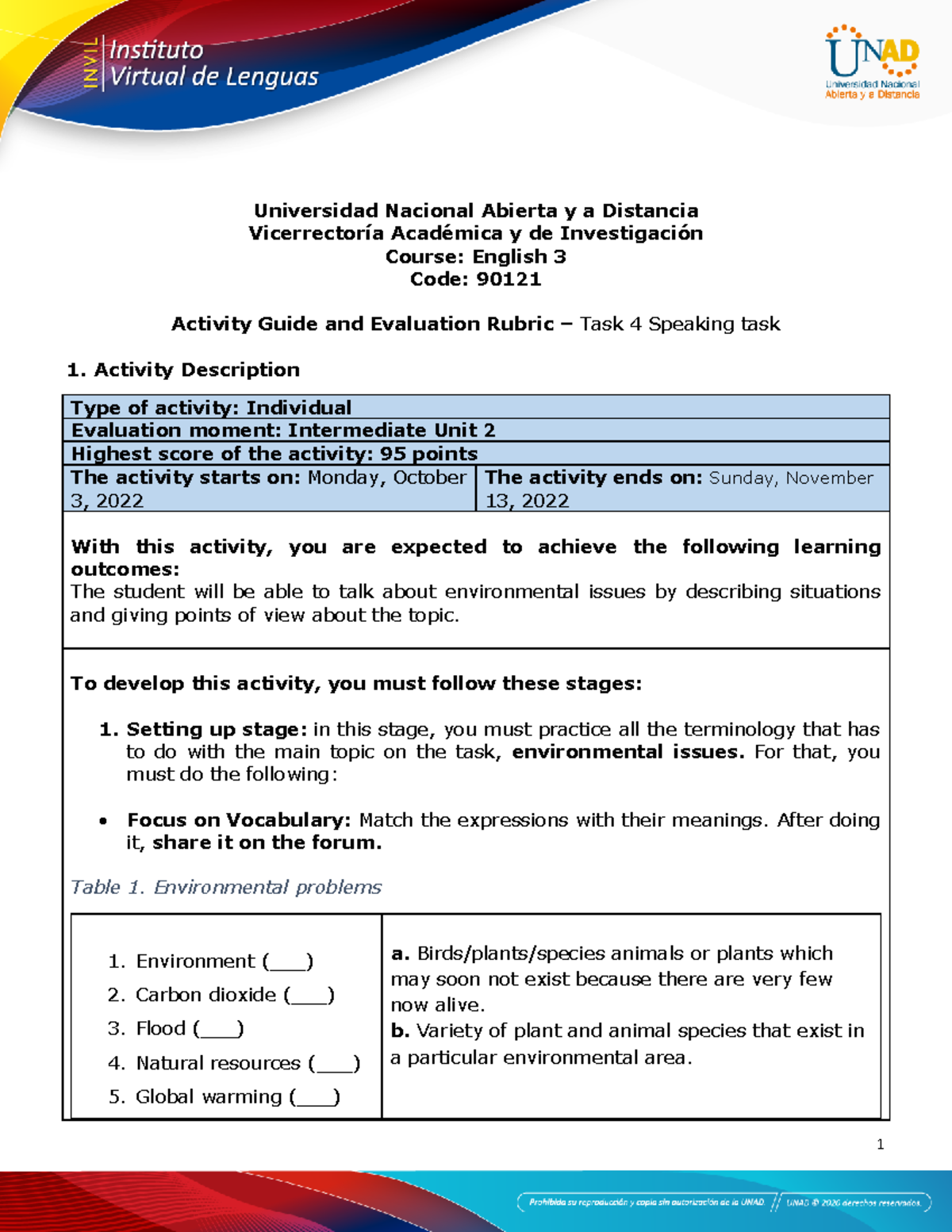Activity guide and evaluation rubric - Unit 2 - Task 4 - Time to talk ...