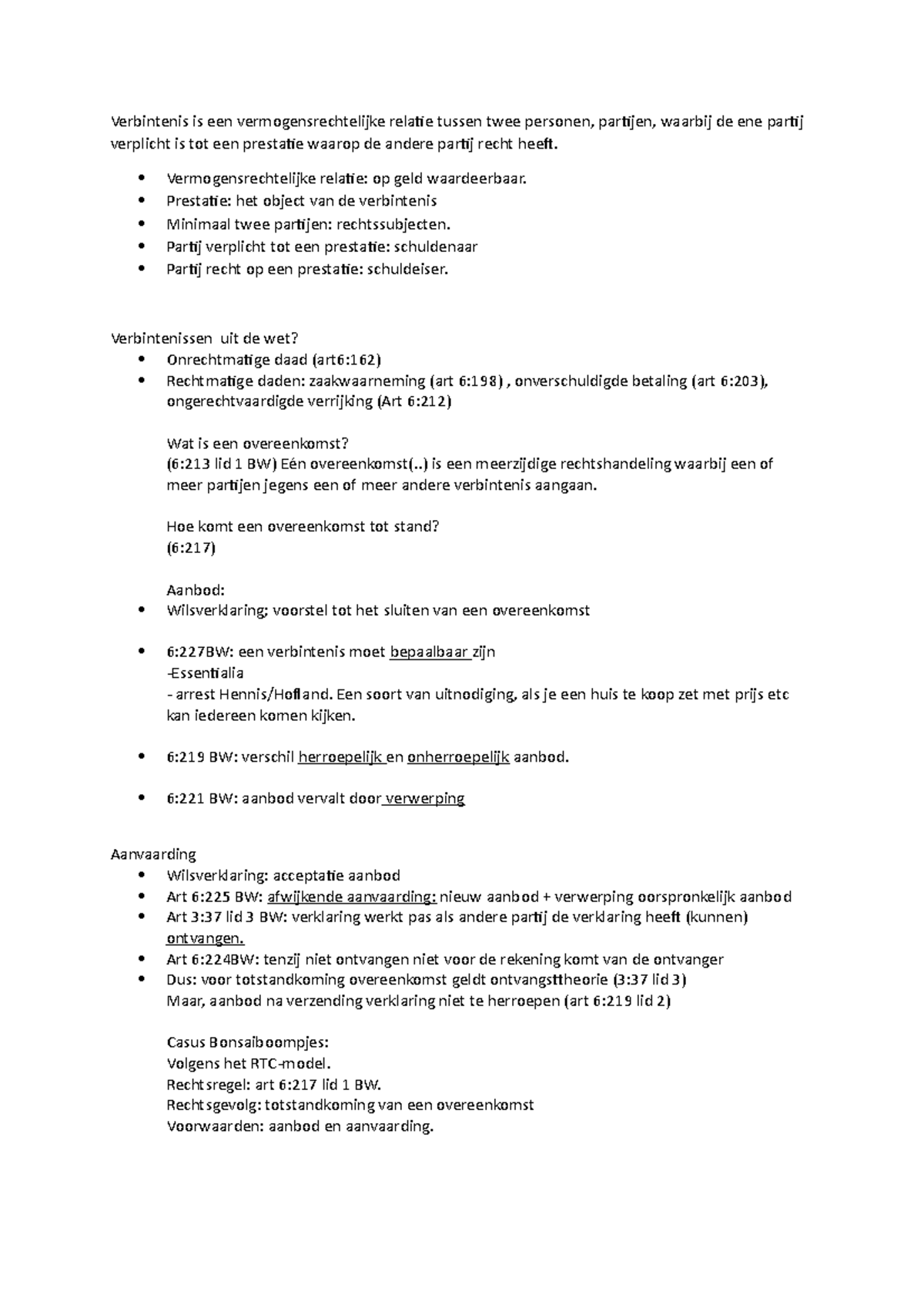 Verbintenis les 1 - College-aantekeningen 1 - Verbintenis is een ...