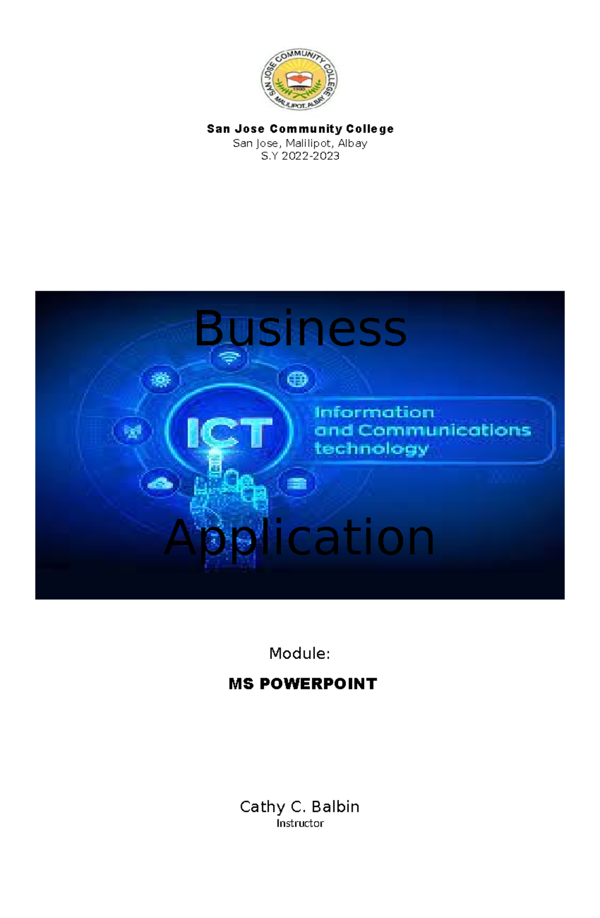 ICT module 3 (Auto Recovered) - Business Application Module: MS ...