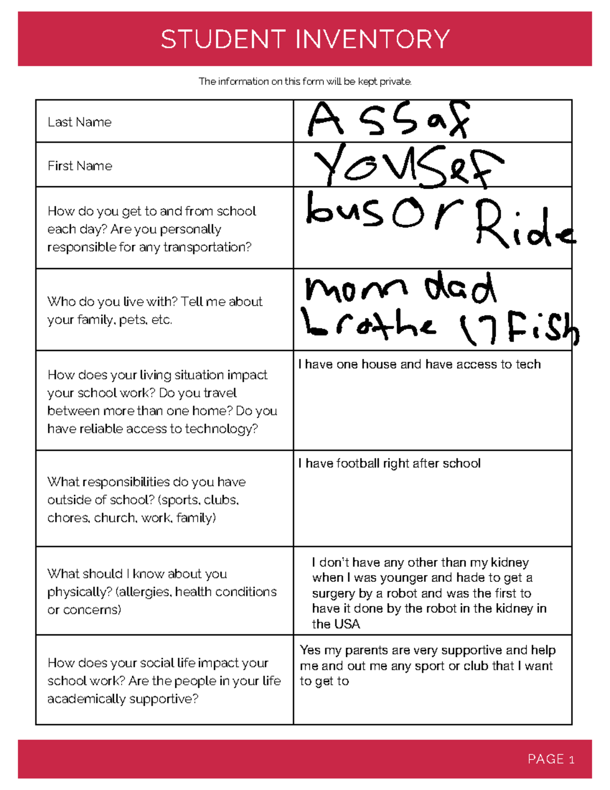 Student inventory - Essential Cell Biology - Last Name First Name How ...