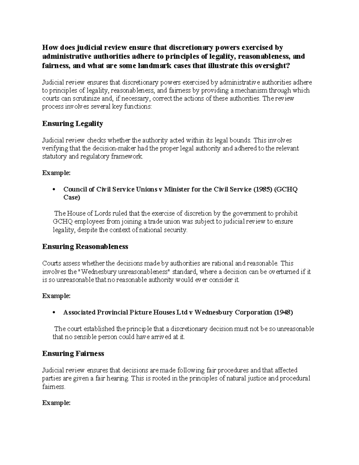 Judicial Review - How does judicial review ensure that discretionary ...