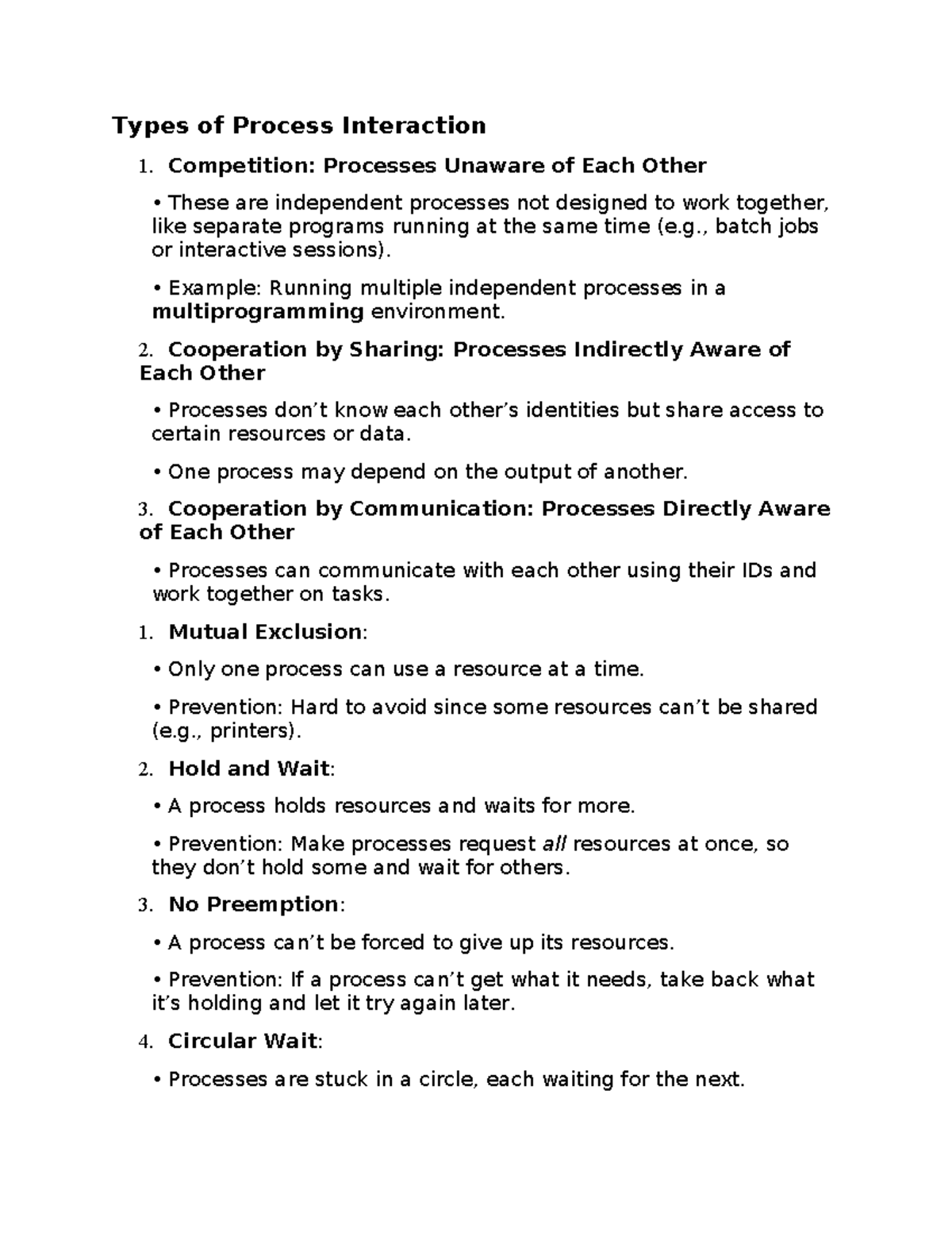 Document - This is a answer - Types of Process Interaction Competition ...