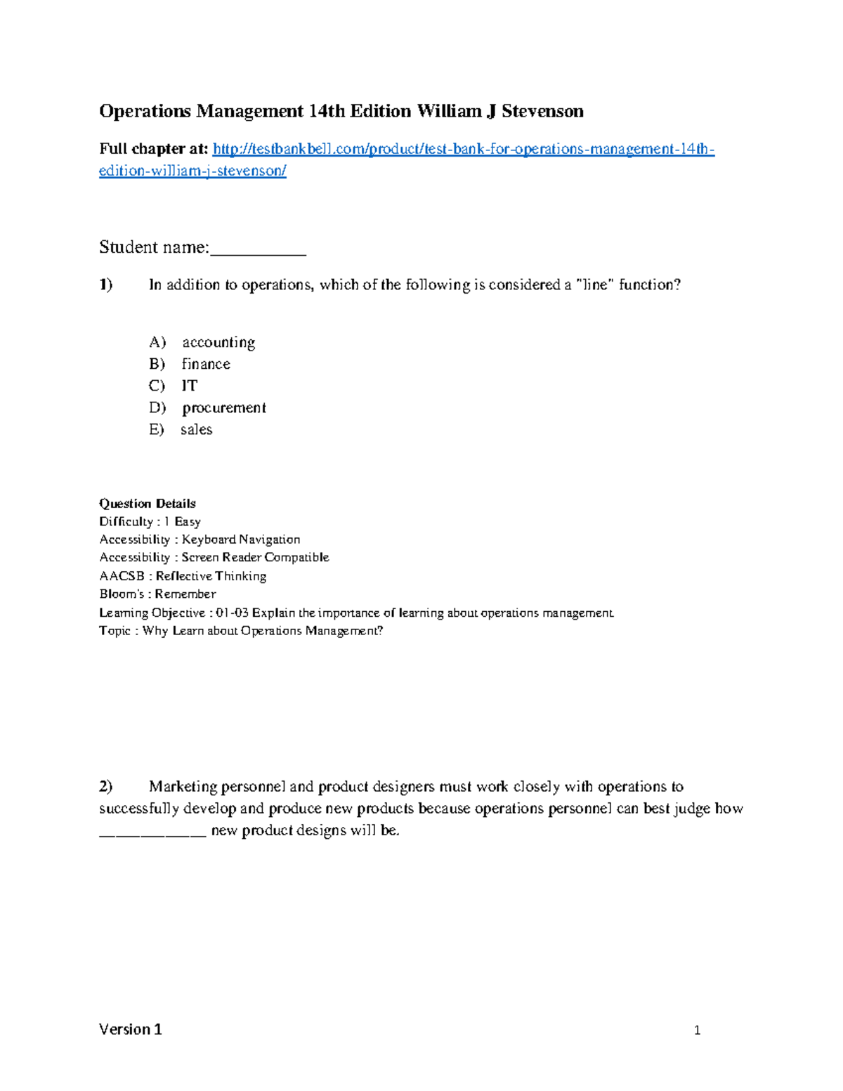 Scribd - test - Operations Management 14th Edition William J Stevenson ...