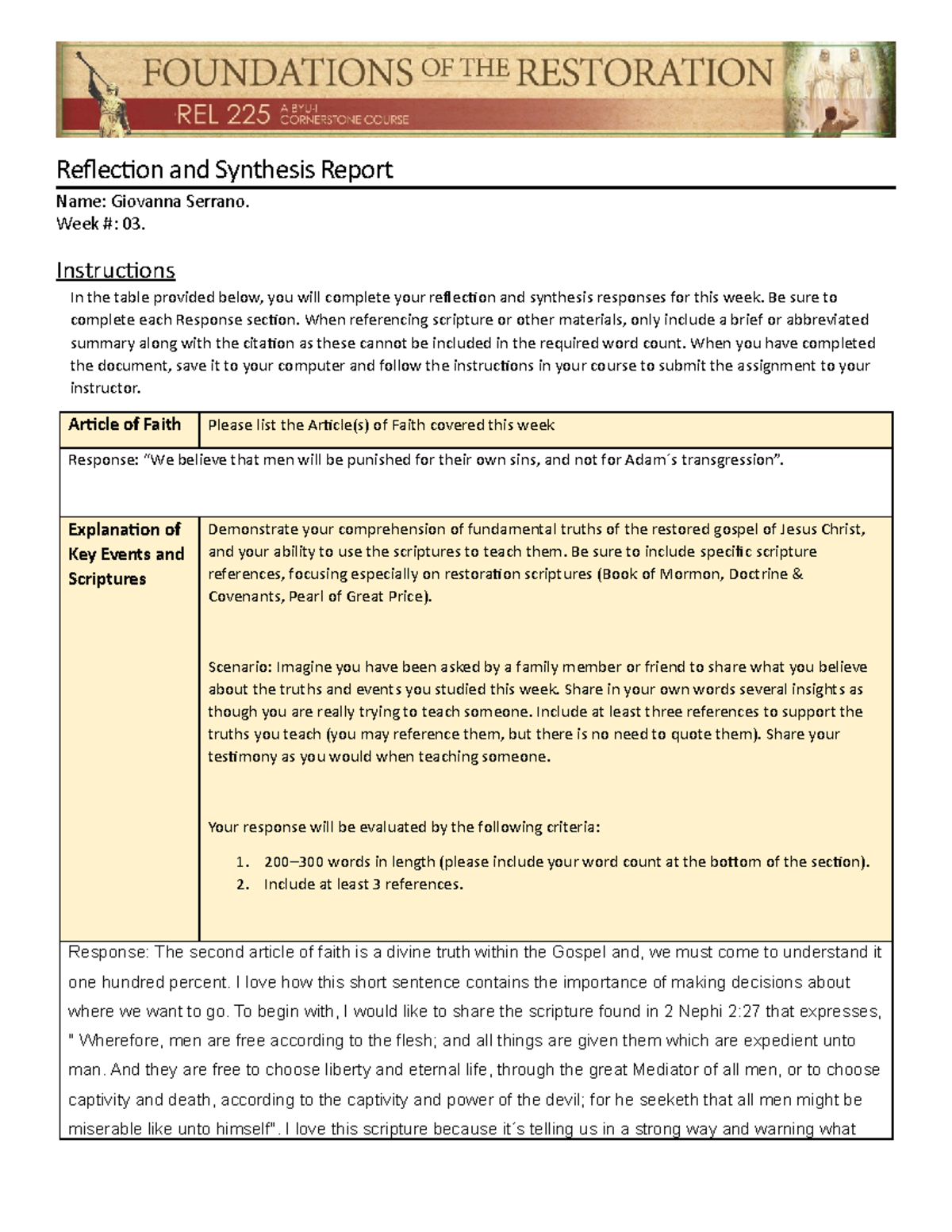 W03 - Reflection - Reflection and Synthesis Report Name: Giovanna ...