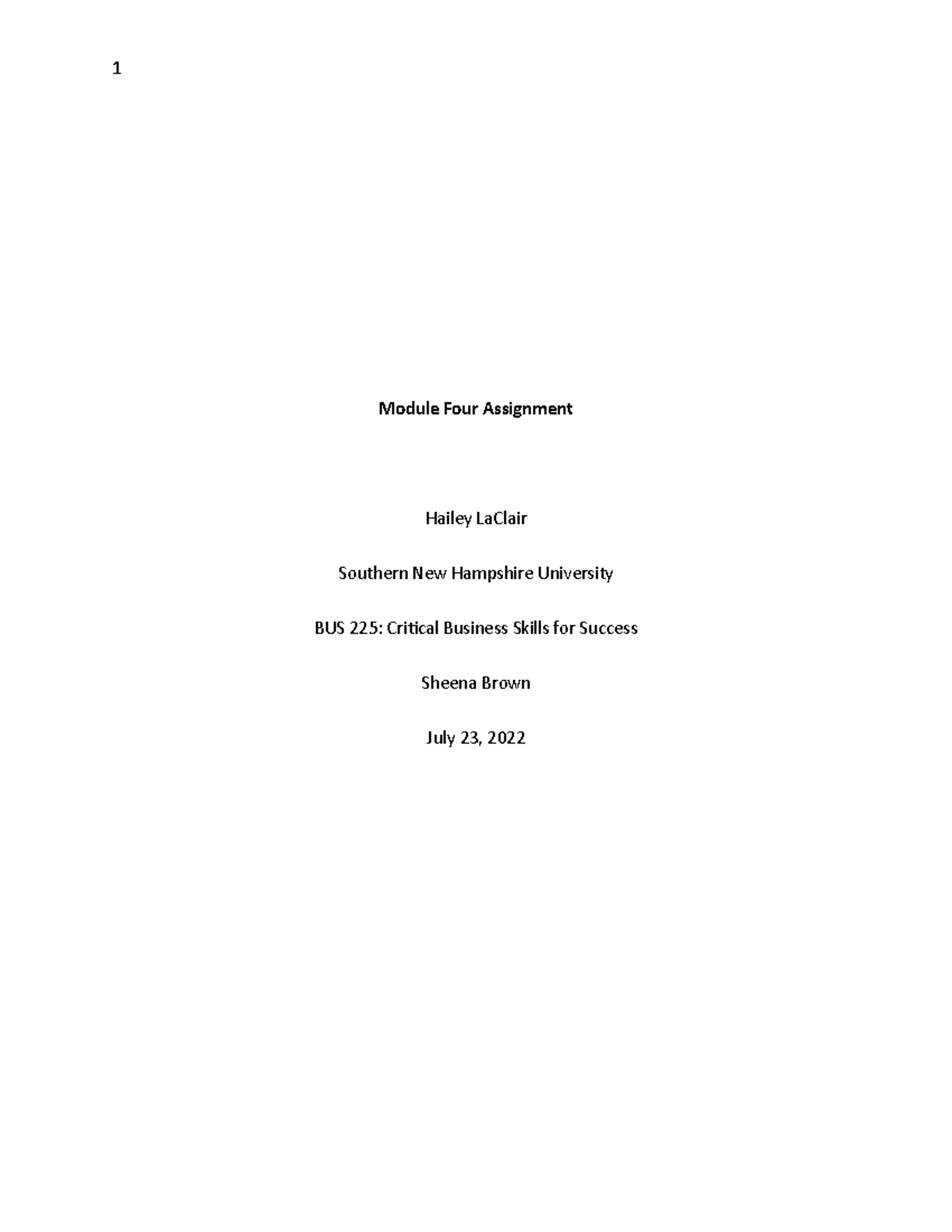 Module Four Assignment - Module Four Assignment Hailey LaClair Southern ...