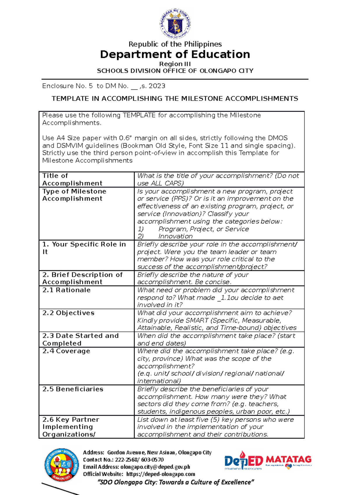 DM Search for Outstanding Forms - Department of Education Region III ...