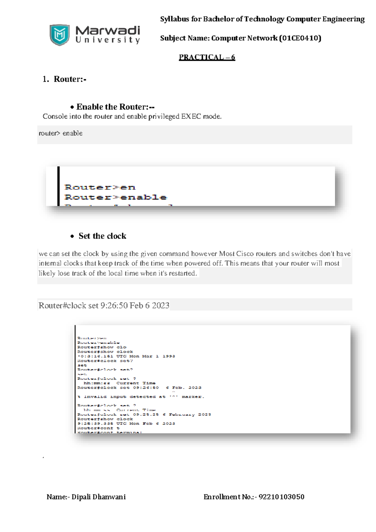 CN DD6 - use it as you want - Subject Name: Computer Network (01CE0410 ...