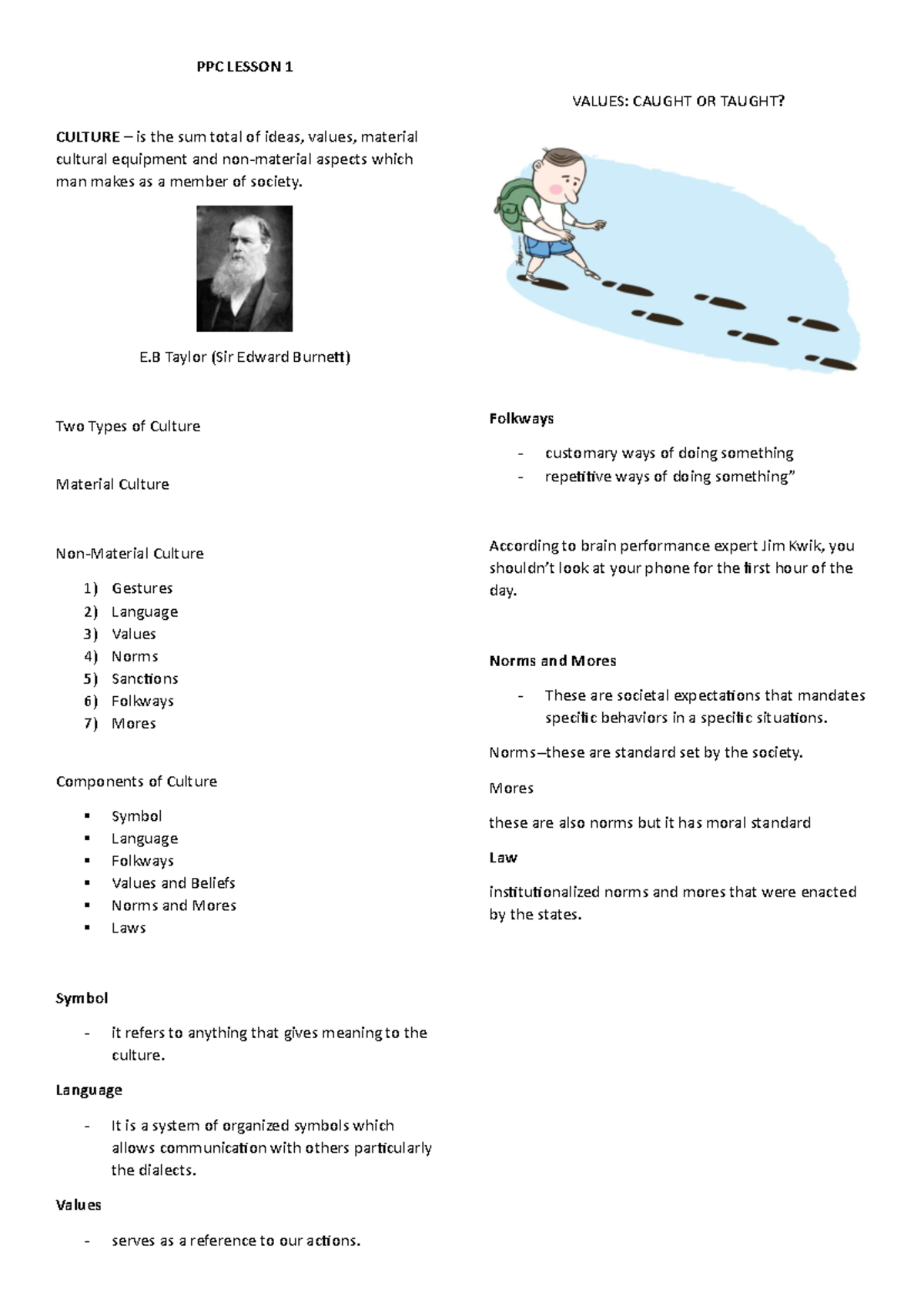 PPC- Lesson-1 - notes - PPC LESSON 1 CULTURE – is the sum total of ...