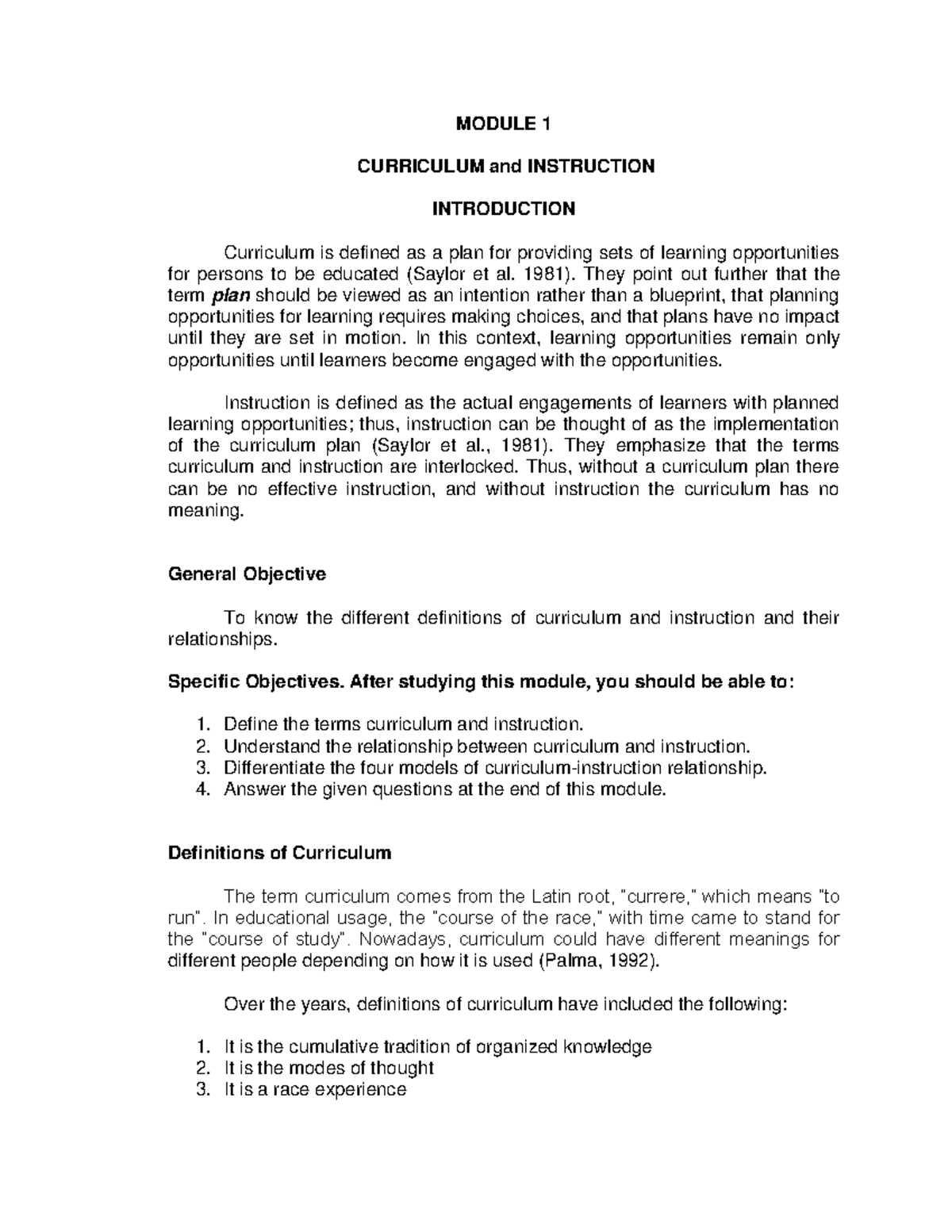 EDUC206Curriculum-Constructuion-and-Development - MODULE 1 CURRICULUM ...