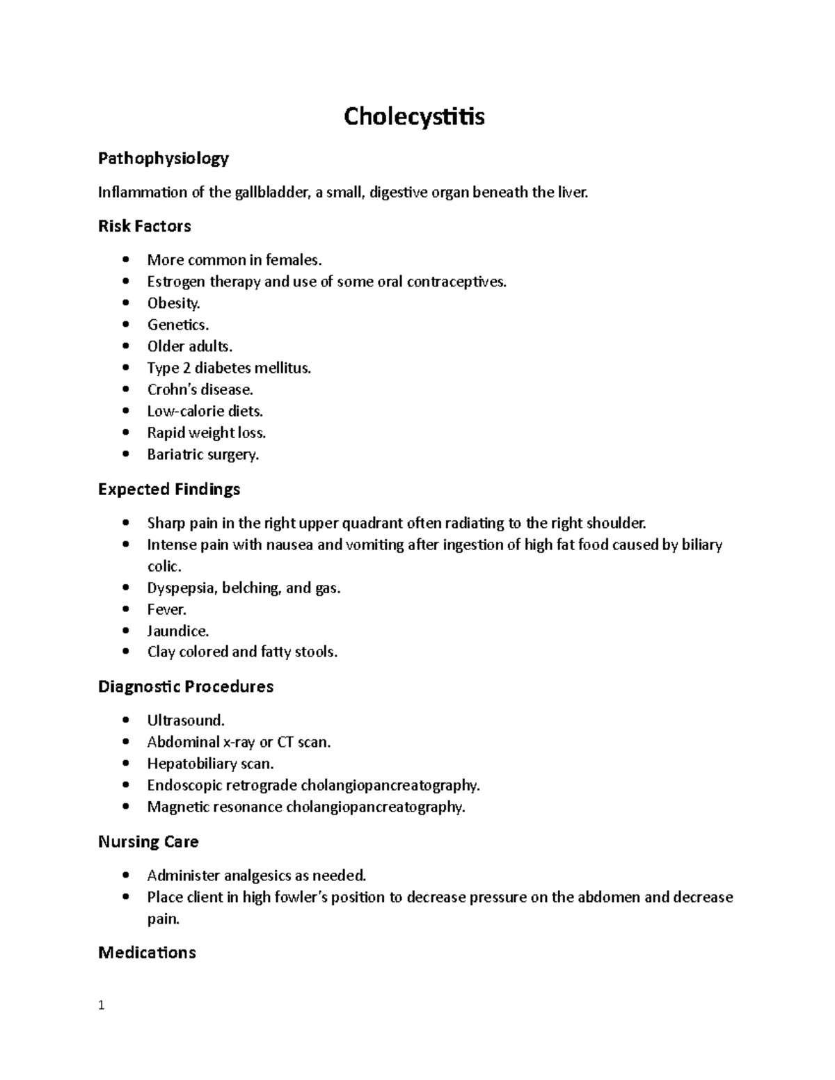 Cholecystitis - T. Pittman - NUR 206 - ECPI University - Studocu