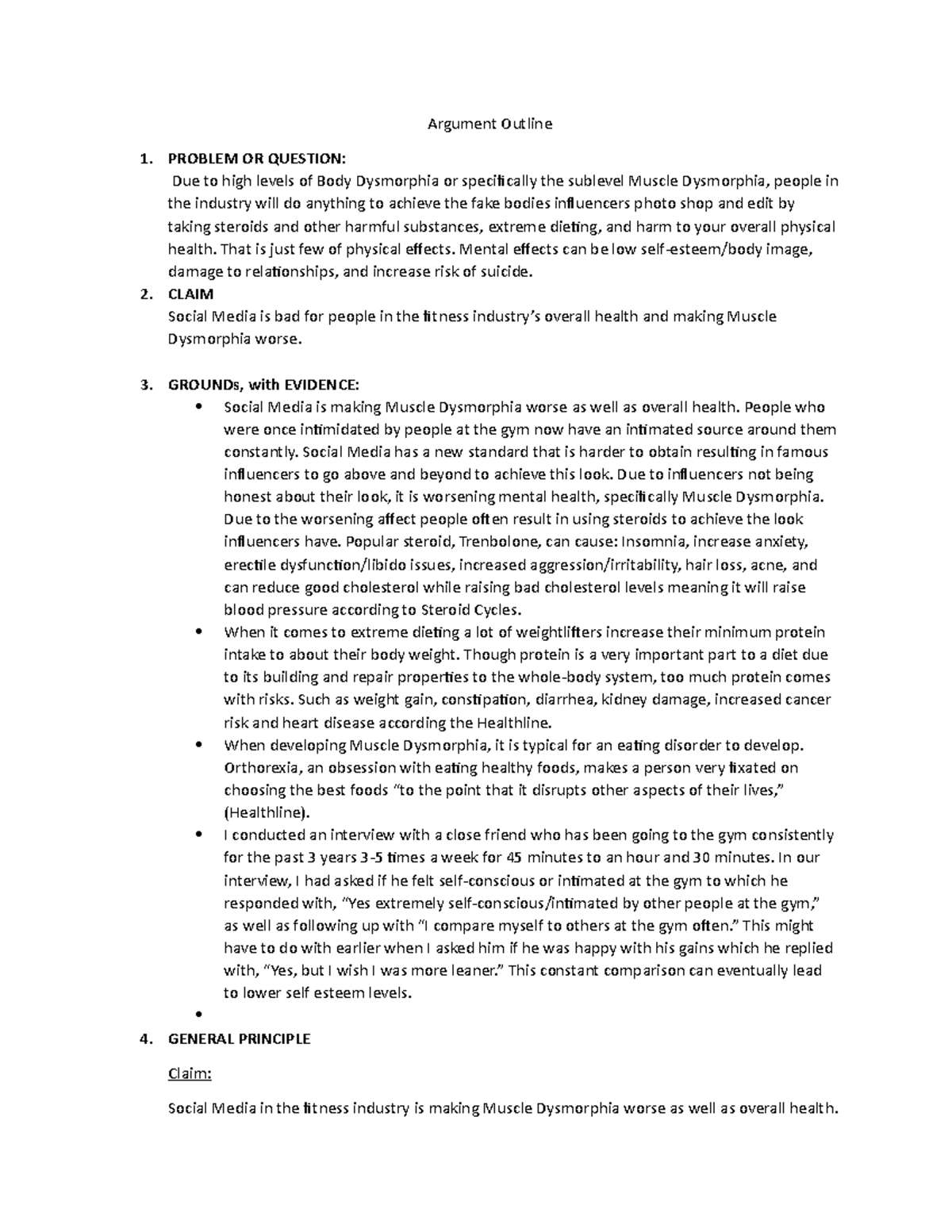 RA Outline - Argument Outline PROBLEM OR QUESTION: Due to high levels ...