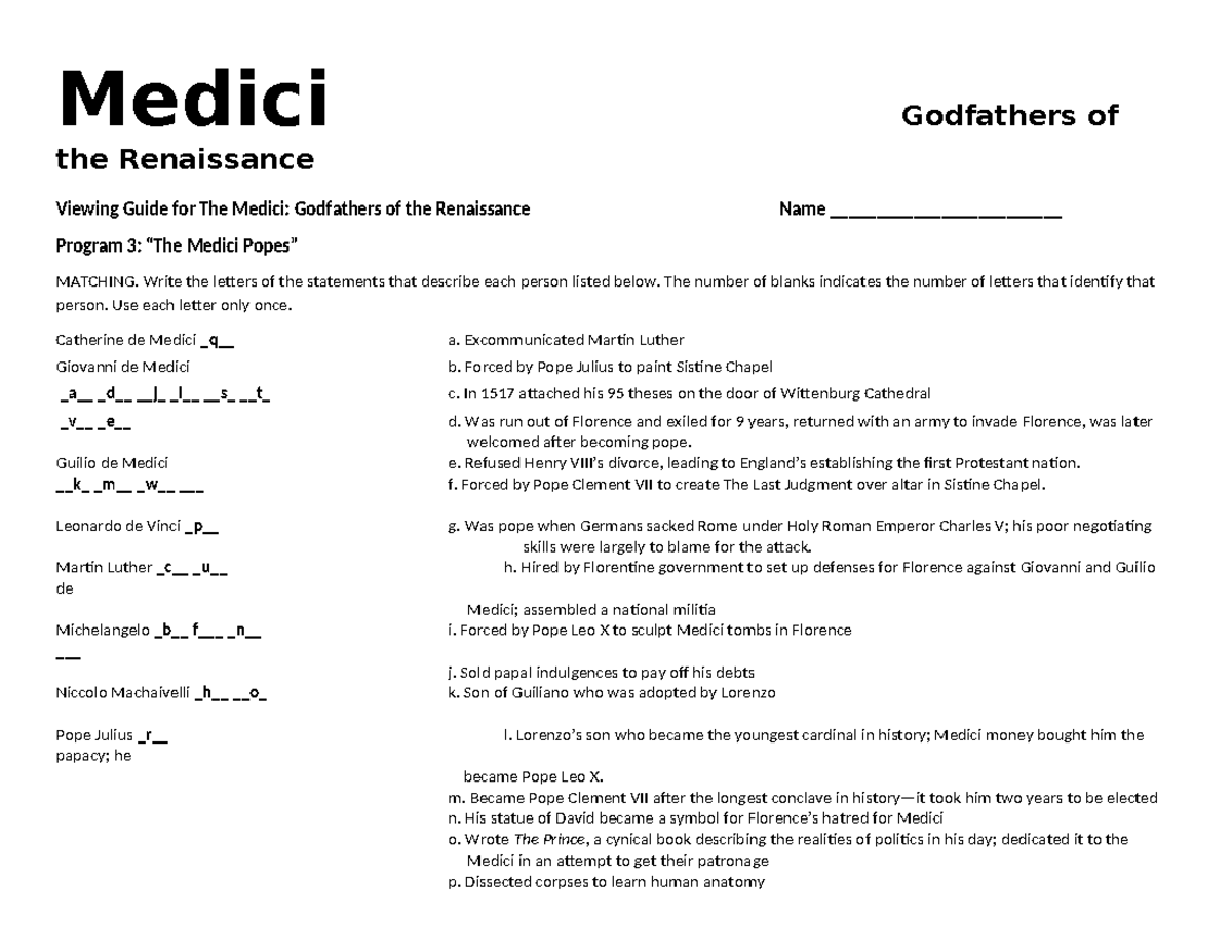 Medici Godfathers of the Renaissance Part 3-2-1 - Medici Godfathers of ...