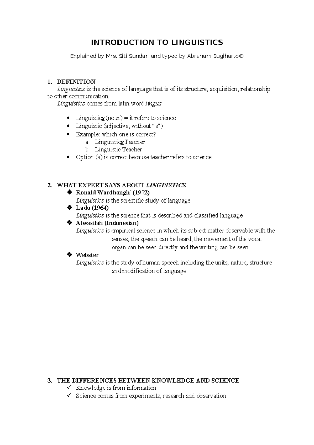 Toaz - INTRODUCTIION TO LINGUISTICS NOTES - INTRODUCTION TO LINGUISTICS ...