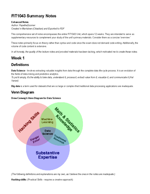FIT 1043 Lecture Notes Full Final Number 3 - FIT1043 - Monash - Studocu